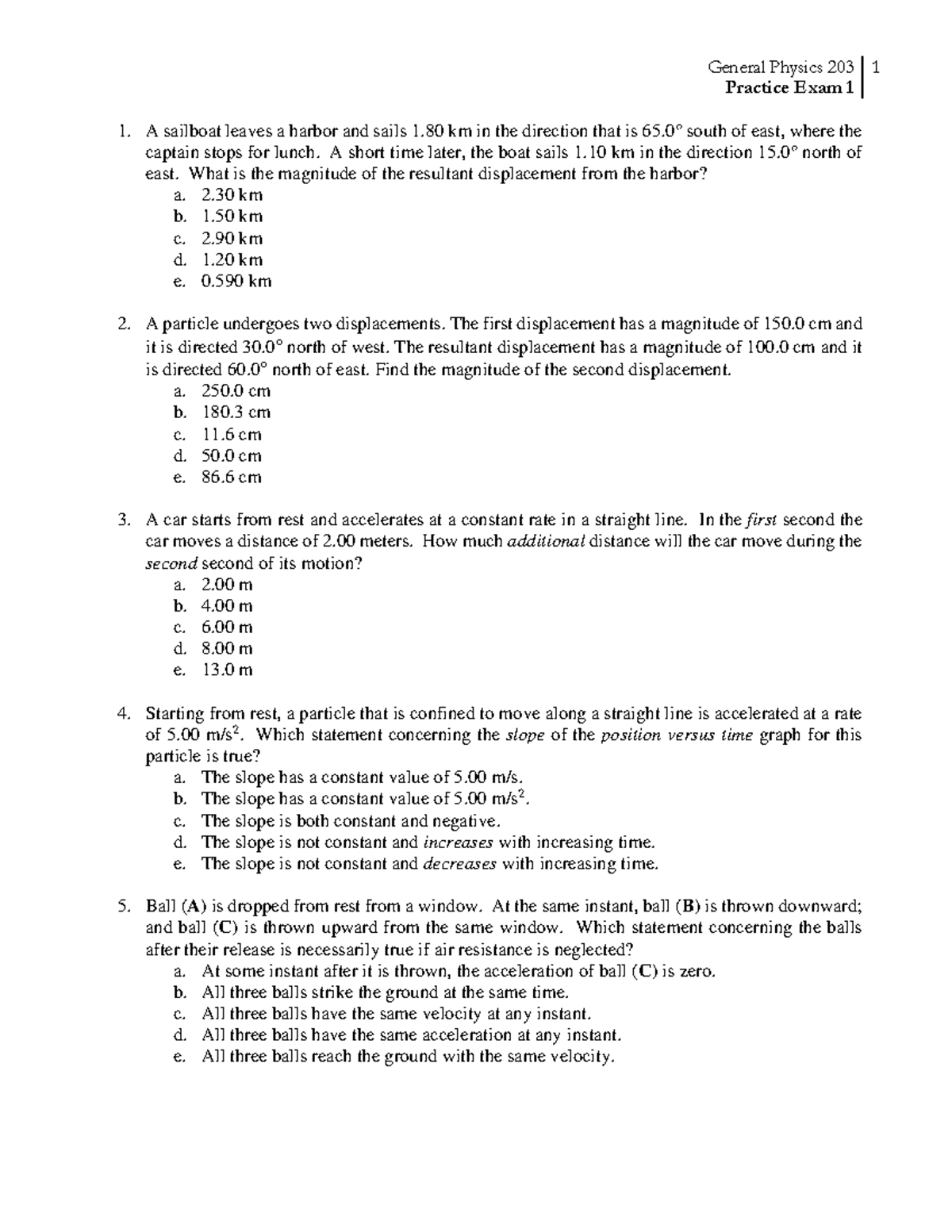 Ex1 203 Midterm 1 Practice Exam Review Questions - Studocu