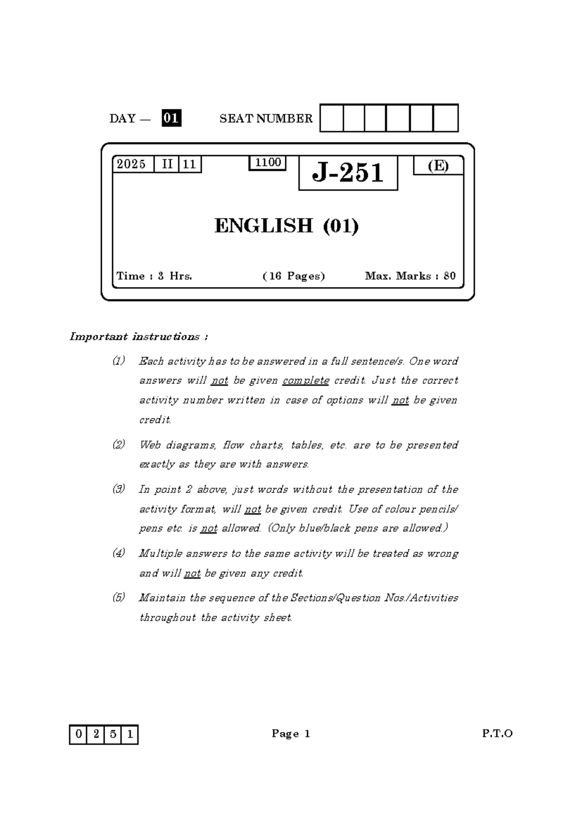 HSC Paper English 01 - Important Instructions & Activities Guide - Studocu