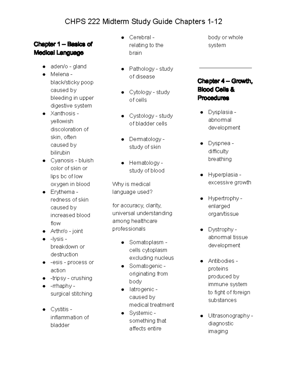 CHPS 222 Midterm Study Guide: Key Concepts from Chapters 1-12 - Studocu