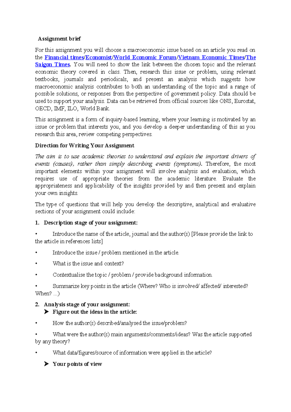 BEC4002 - Macroeconomic Analysis Assignment Brief 2025 - Studocu