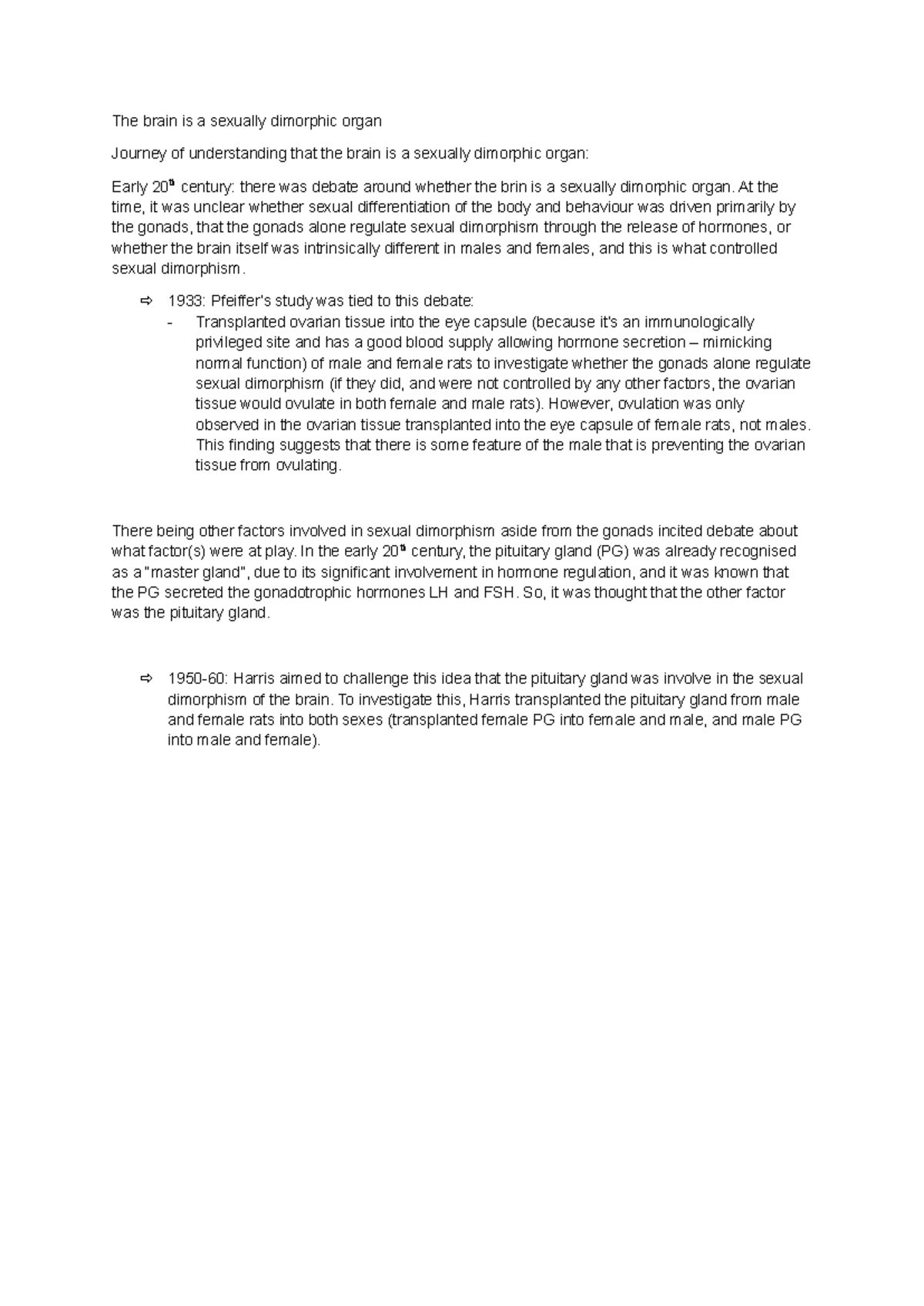 Lecture 2: The Brain as a Sexually Dimorphic Organ - Essay Notes - Studocu