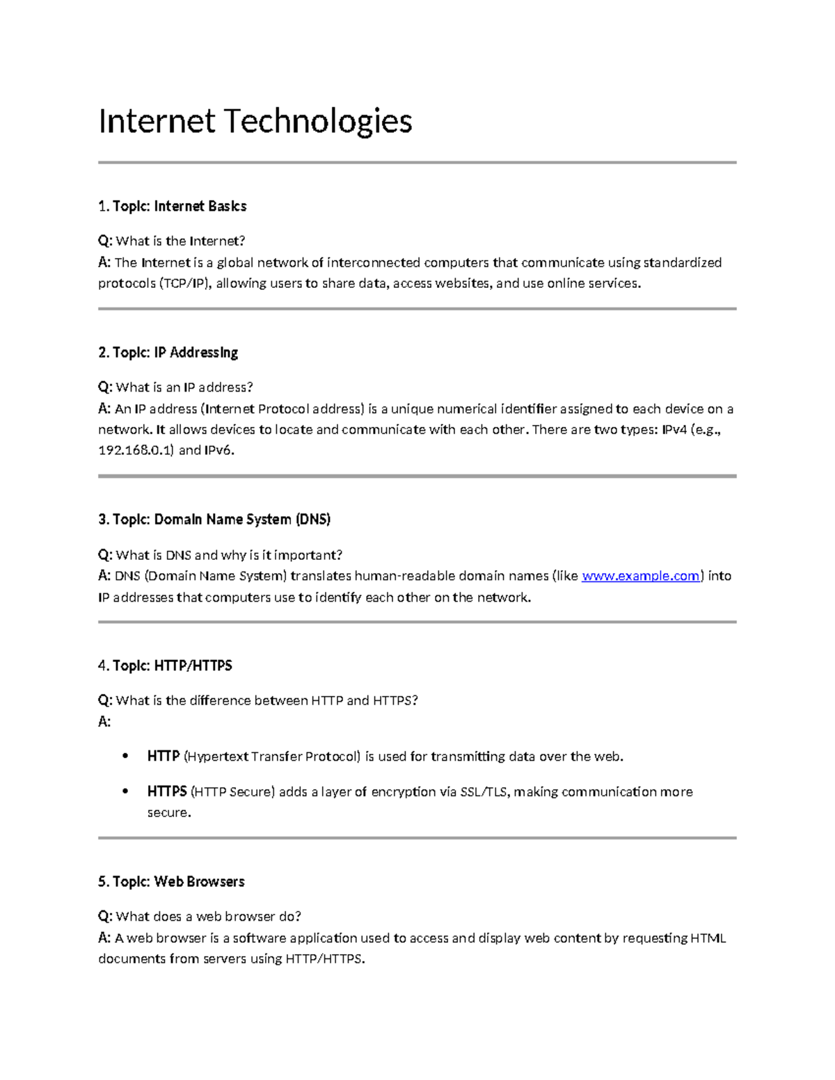 Internet Technologies 1: Key Concepts and Basics Explained - Studocu