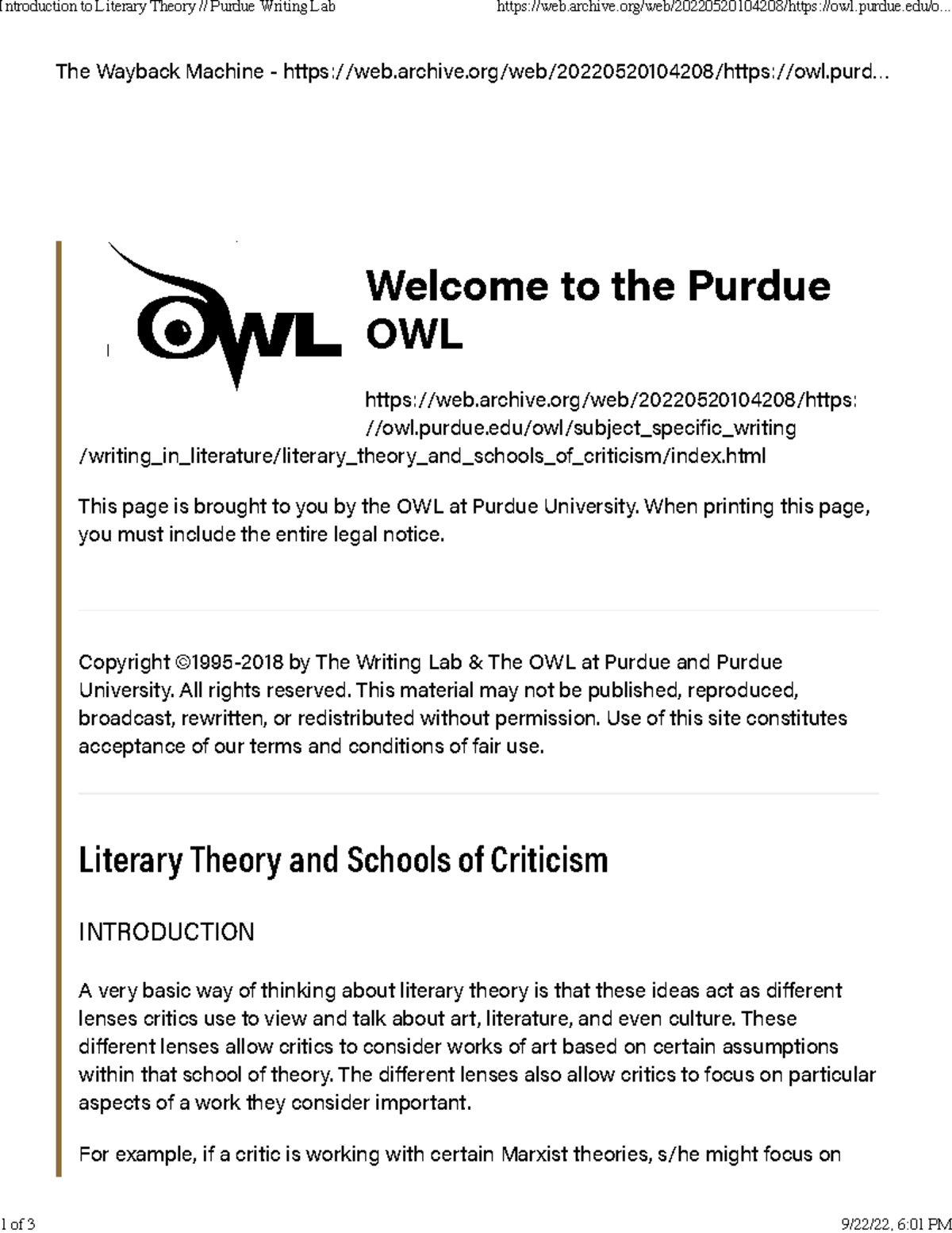 Introduction to Literary Theories and Critical Approaches (ENG 101 ...