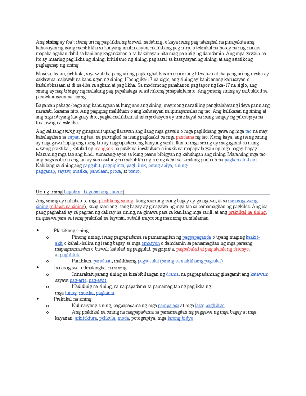 Sining at Panitikan: Pagsusuri at Pamamahala sa mga Akda - Studocu