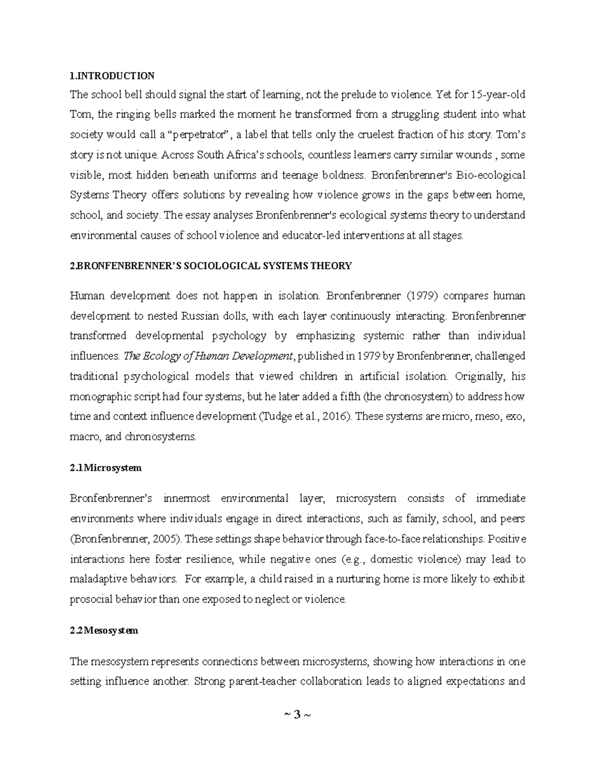 Understanding School Violence Through Ecological Systems Theory ...