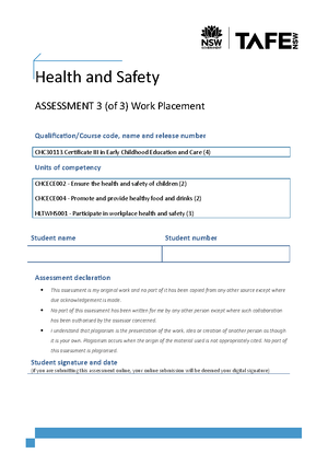 Hltwhs 001 Participate in workplace health and safety - Assessment: 1 ...