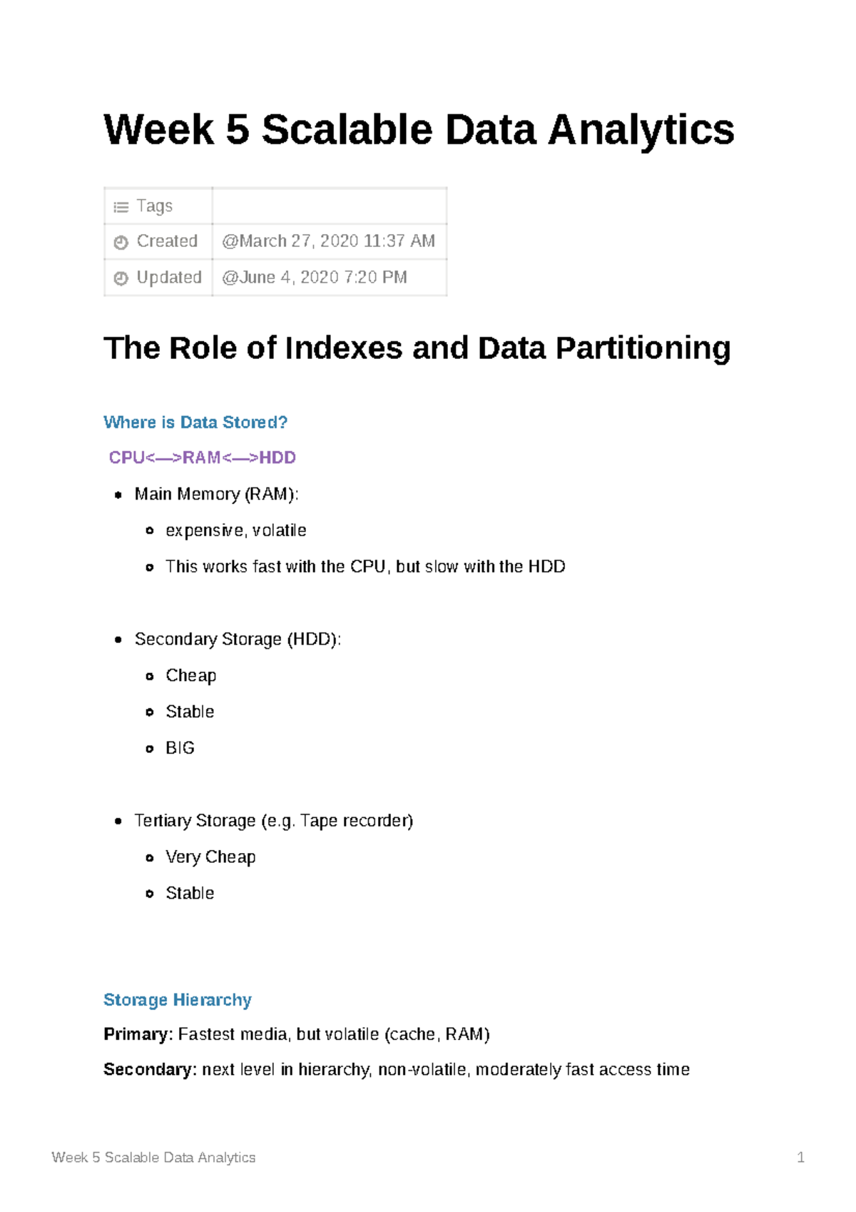 Week 5 Scalable Data Analytics Week 5 Scalable Data Analytics Tags Created Updated The Role Of