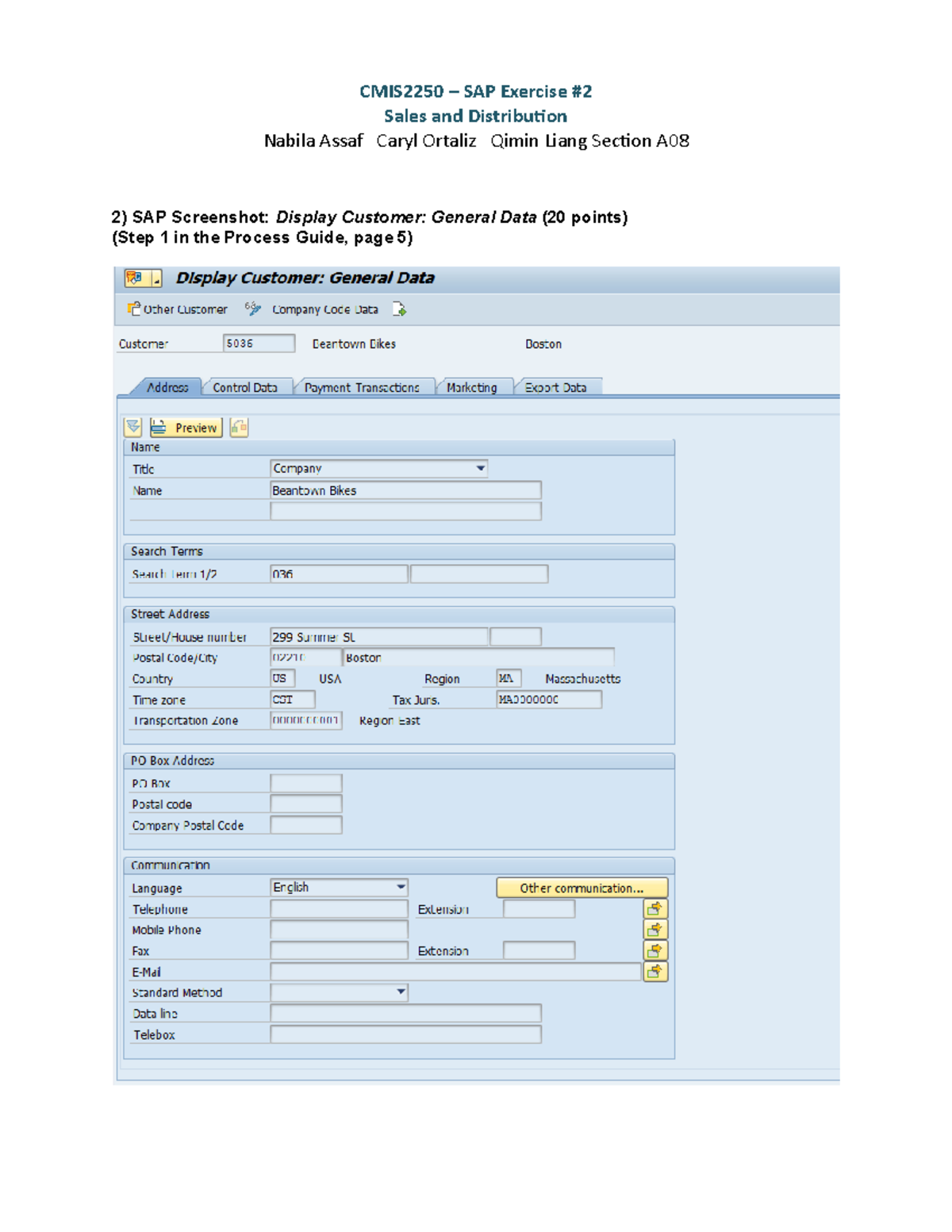 CMIS2250 - SAP Exercise #2: Sales & Distribution Screenshots - Studocu