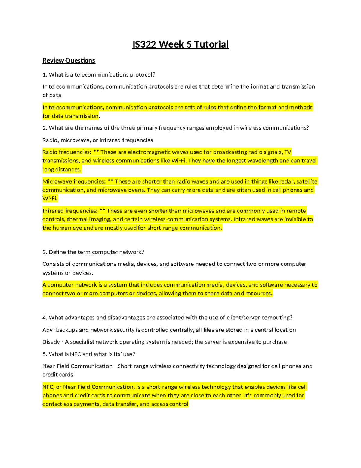 IS322 Week 5 Tutorial & Lab Solutions: Telecommunications Insights ...