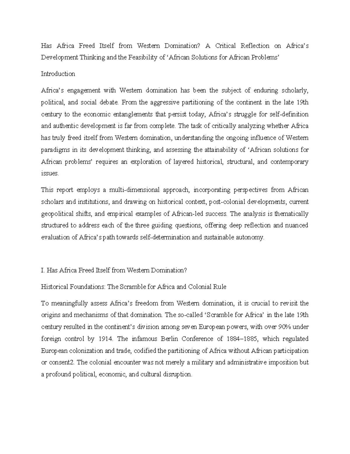 Africa's Journey Towards Autonomy: A Critical Reflection on Development ...