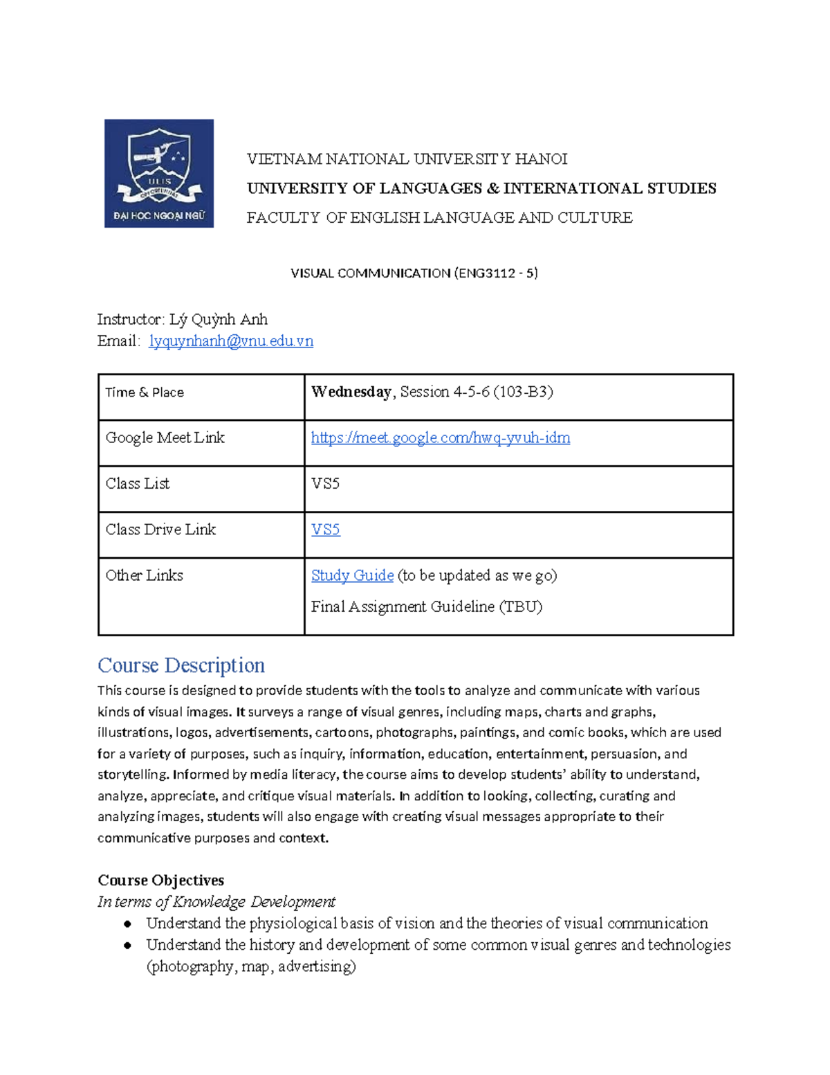 ENG3112 (5) - Visual Communication Course Syllabus Spring 2026 - Studocu
