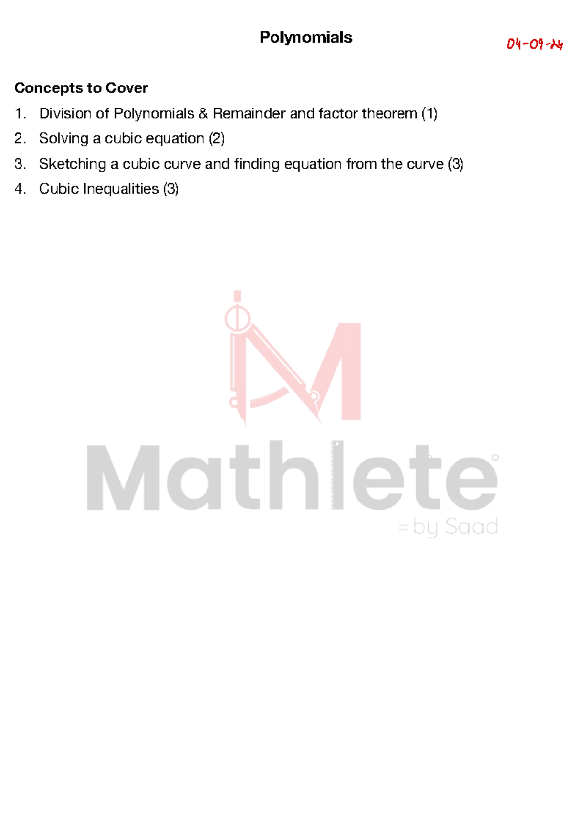 Polynomials Concepts: Remainder & Factor Theorem (Math 101) - Studocu