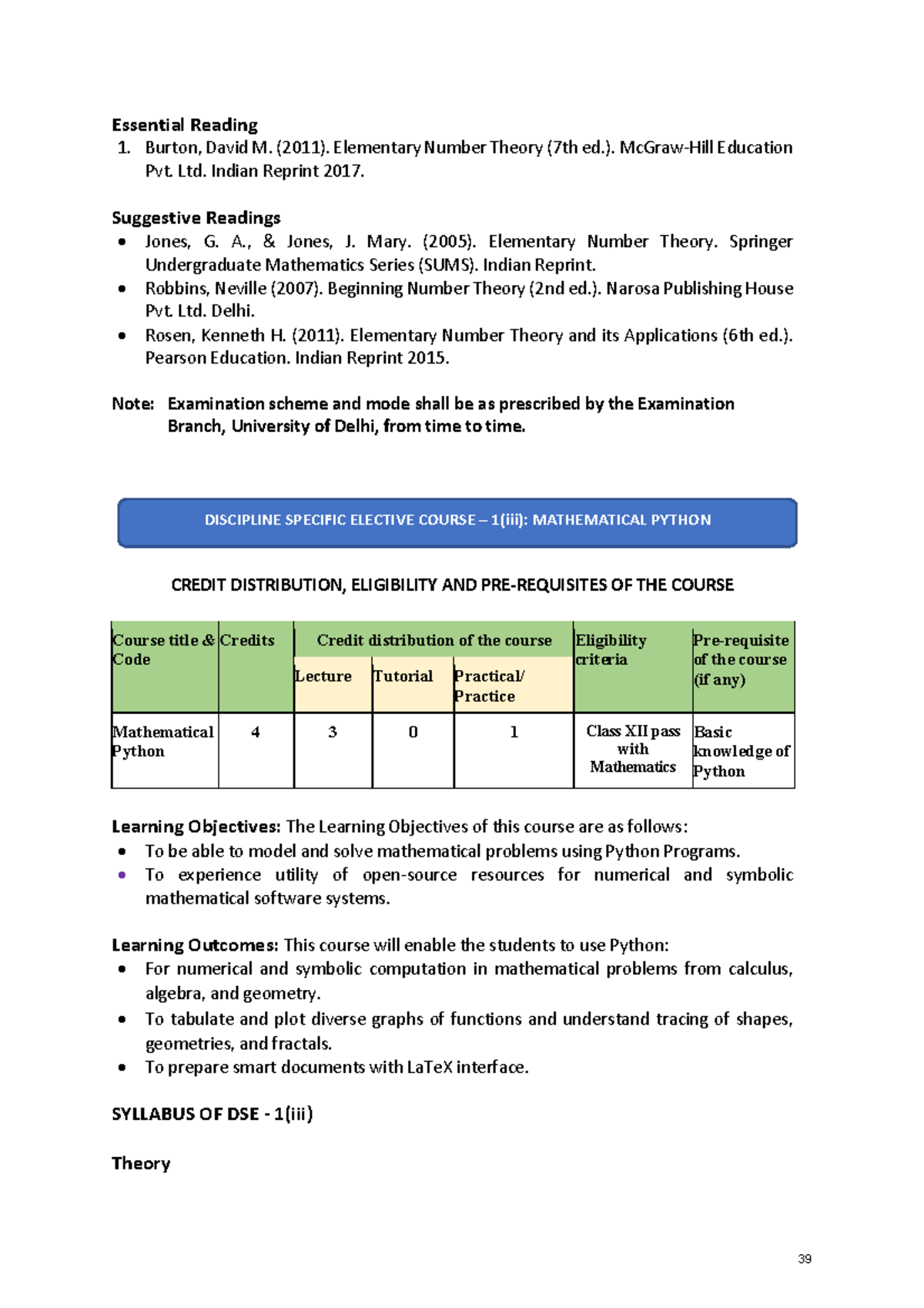 Mathematics DSE Syllabus: Mathematical Python Course Code DSE 2023 - Studocu