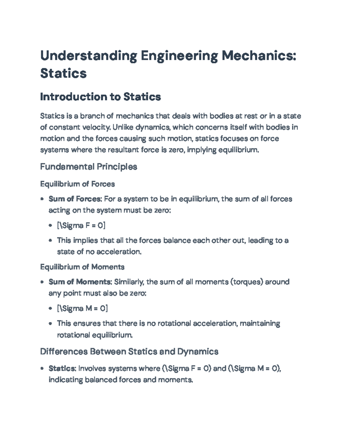 Engineering Mechanics: Statics Concepts & Equilibrium Principles - Understanding Engineering ...