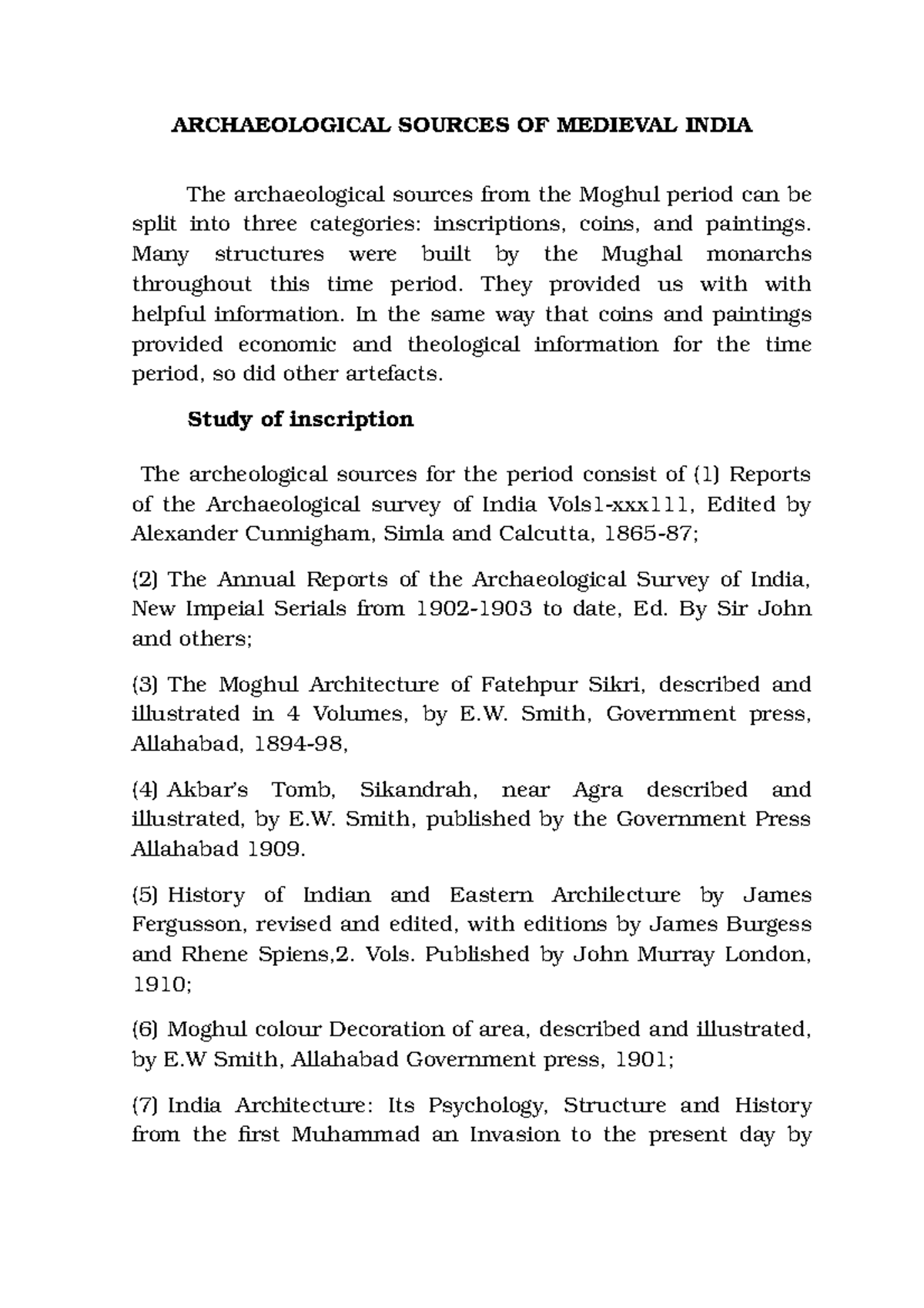 Archaeological Sources OF Medieval India - ARCHAEOLOGICAL SOURCES OF ...