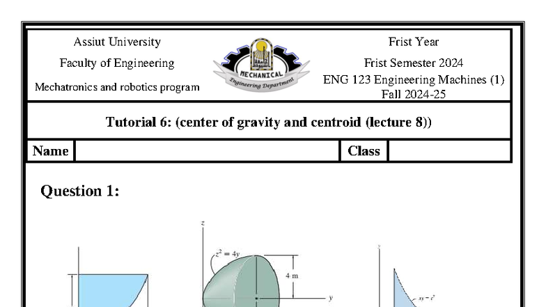Tutorial 5 - solve - Page 1 of 3 Assiut University Frist Year Faculty ...