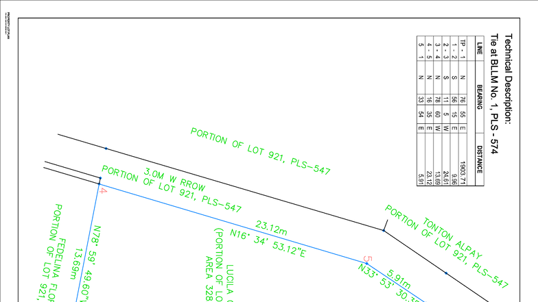 Technical Description: SKETCH SURVEY PLAN for LOT 921, Malangas - Studocu