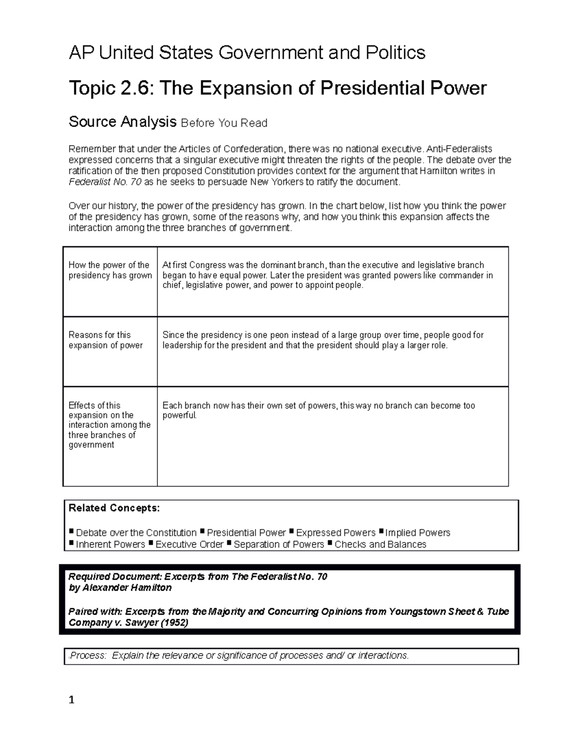 AP US Gov: Topic 2.6 - The Expansion of Presidential Power Analysis ...