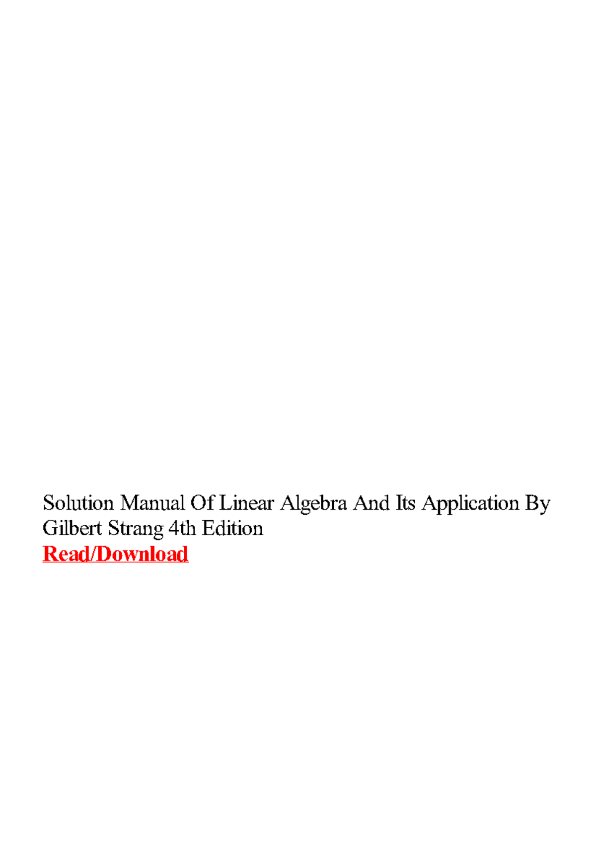 Linear Algebra and Its Applications 4th Edition Solution Manual - Studocu