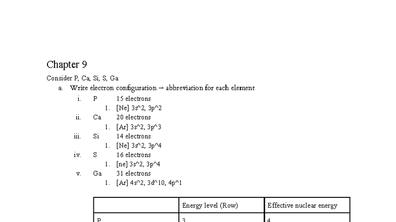 Chemistry Notes - Chapter 9: Electron Configurations & Trends - Studocu
