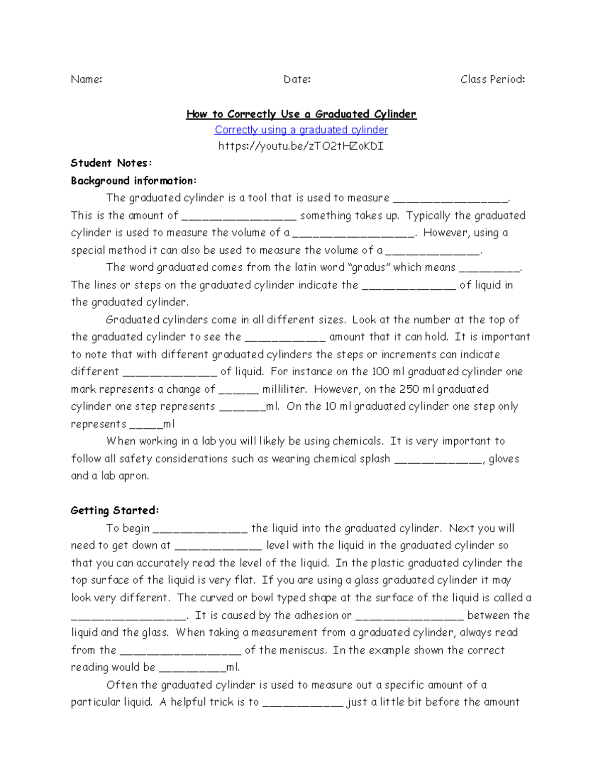 How to Properly Use a Graduated Cylinder: Student Notes - Studocu