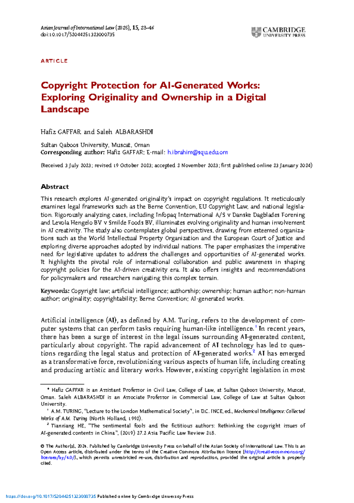 Copyright Protection for AI-Generated Works: Originality & Ownership in ...
