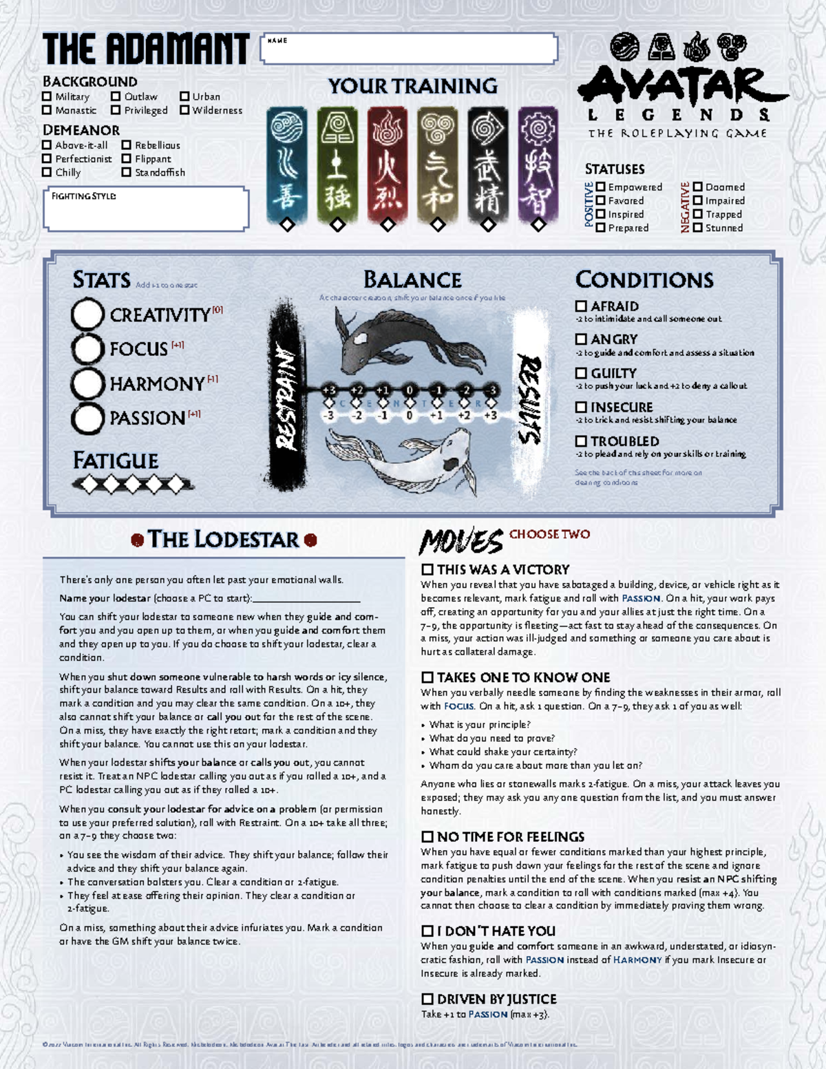 The Adamant Character Sheet: Role-Playing Game Mechanics - Studocu