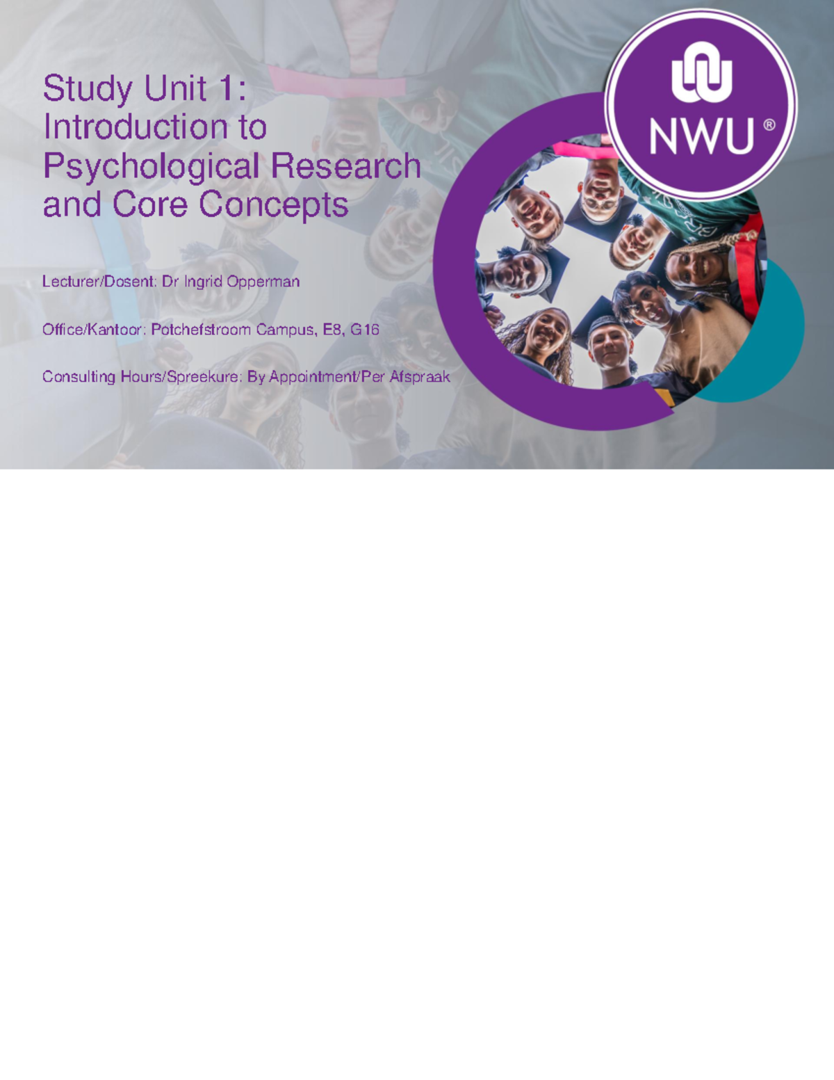 PSYC312 Study Unit 1: Introduction to Psychological Research and ...