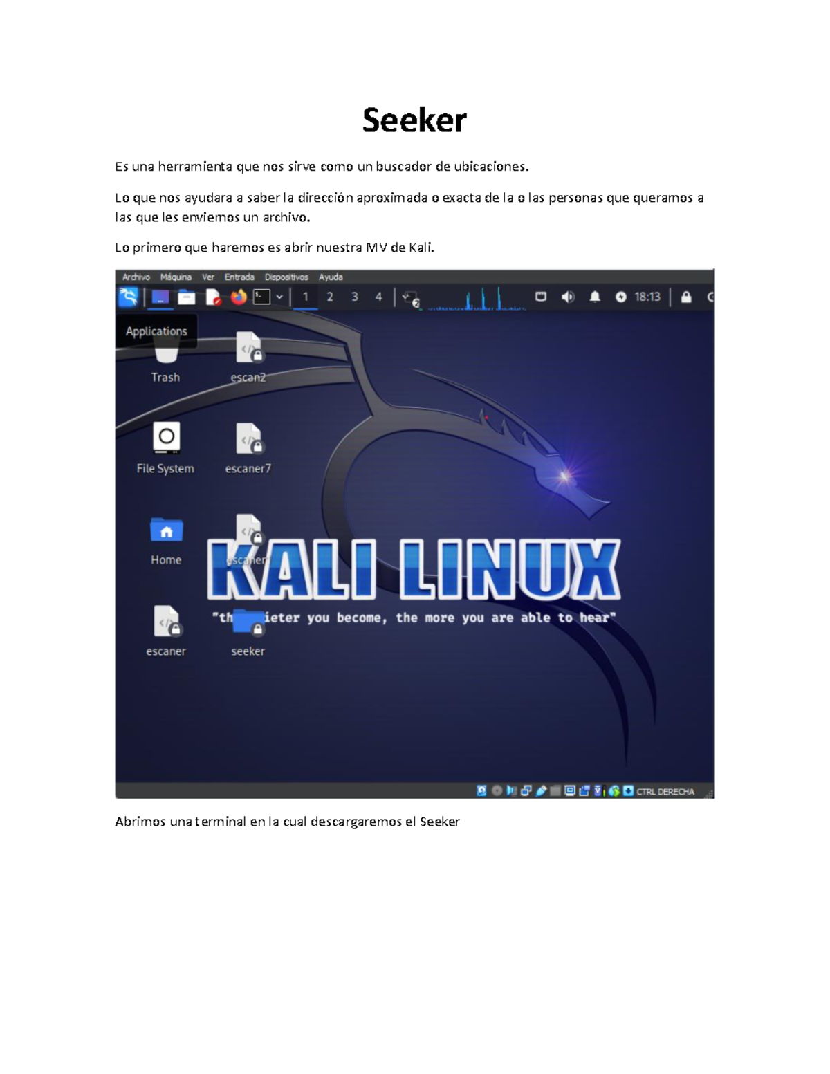 Guía de Instalación y Uso de Seeker en Kali Linux - Studocu