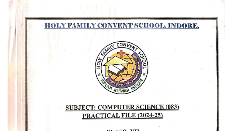 CS (083) Practical File XII - Holy Family Convent School - Studocu