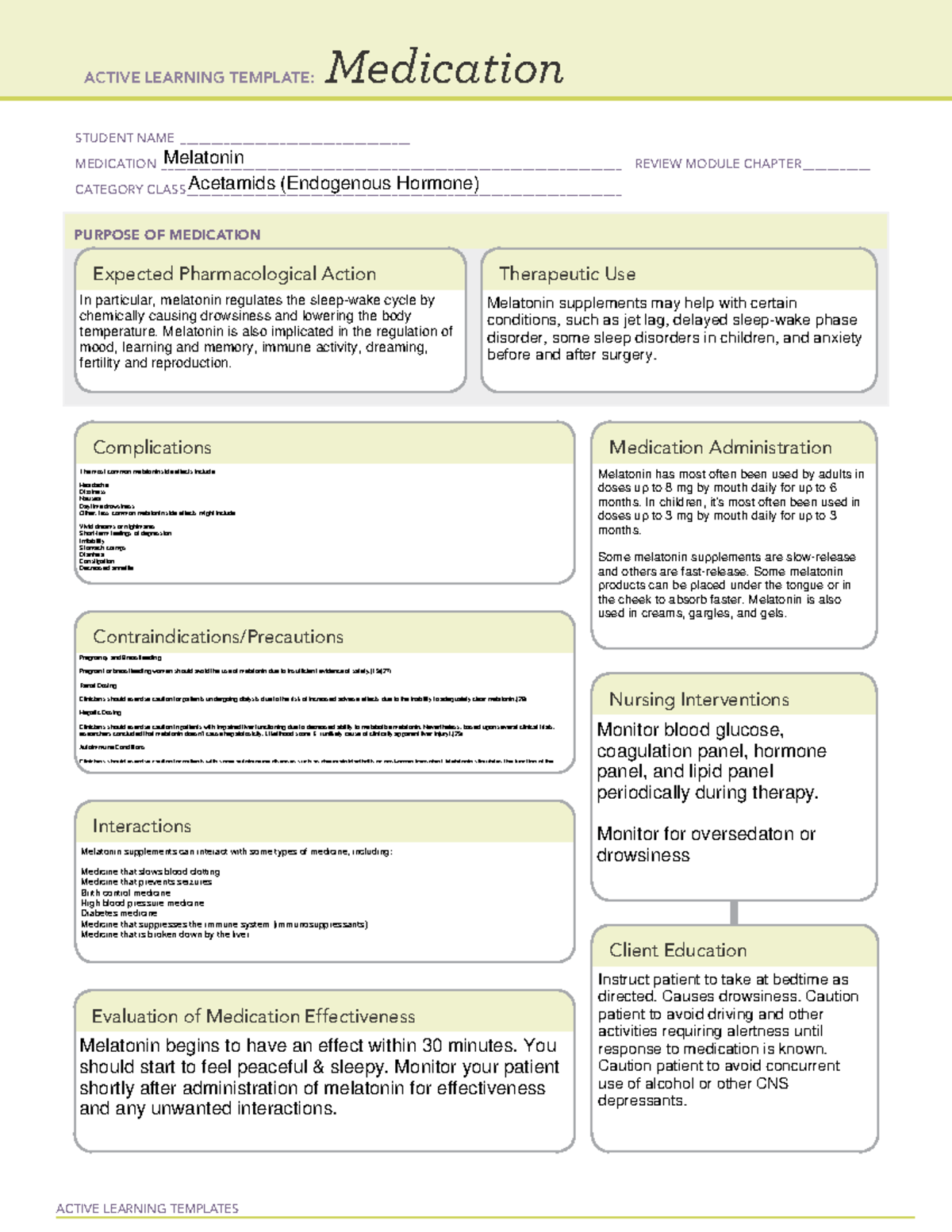 Remediation #1 for ATI Test B: Active Learning Templates on Medication ...