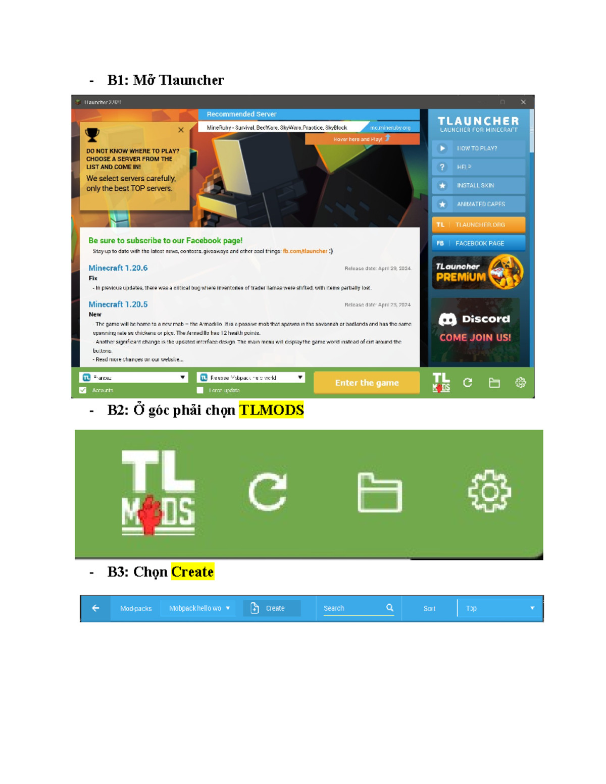 Hướng dẫn cài đặt Mods cho Tlauncher ước chừng từng bước - Studocu