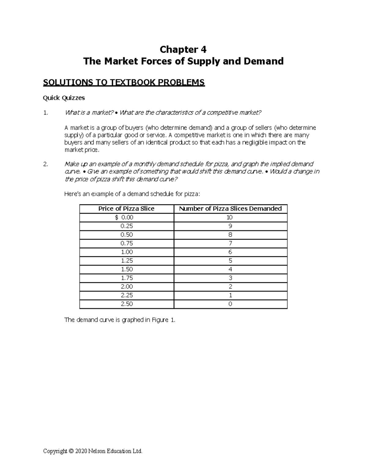 Ch4 Solutions - Answer Key to Market Forces of Supply & Demand - Studocu