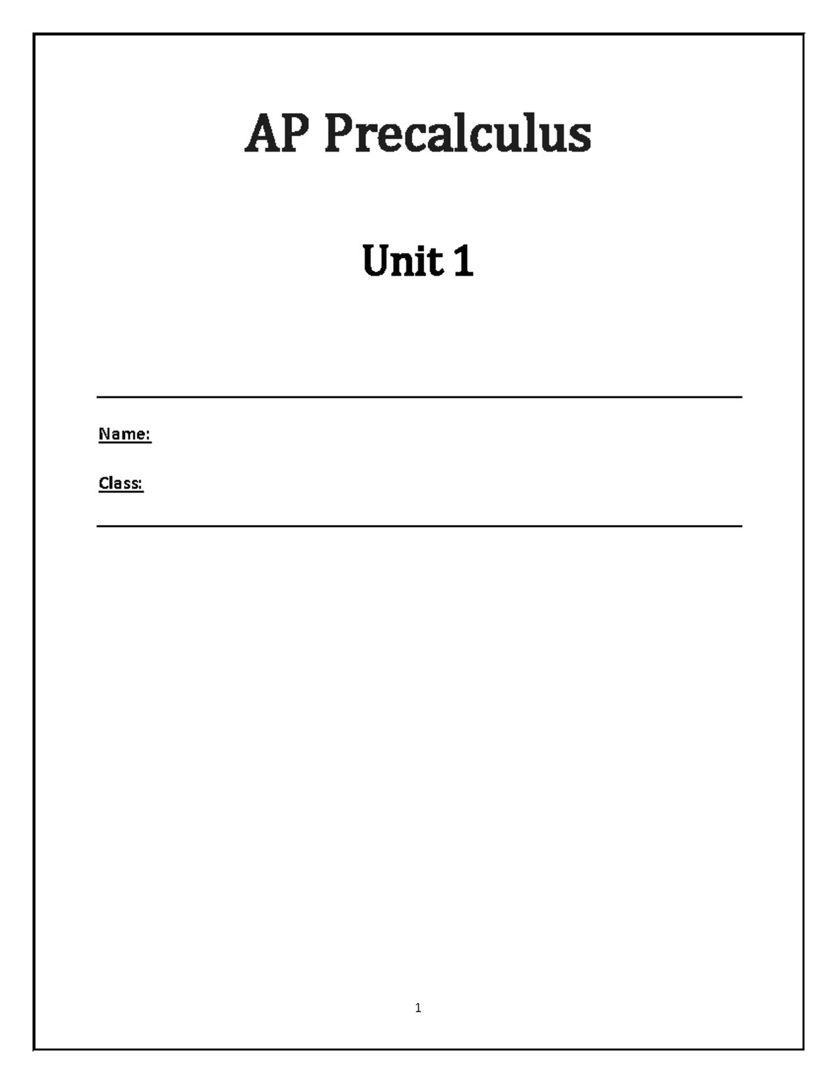 AP Precalculus Unit 1 - Practice Questions and Concepts - Studocu
