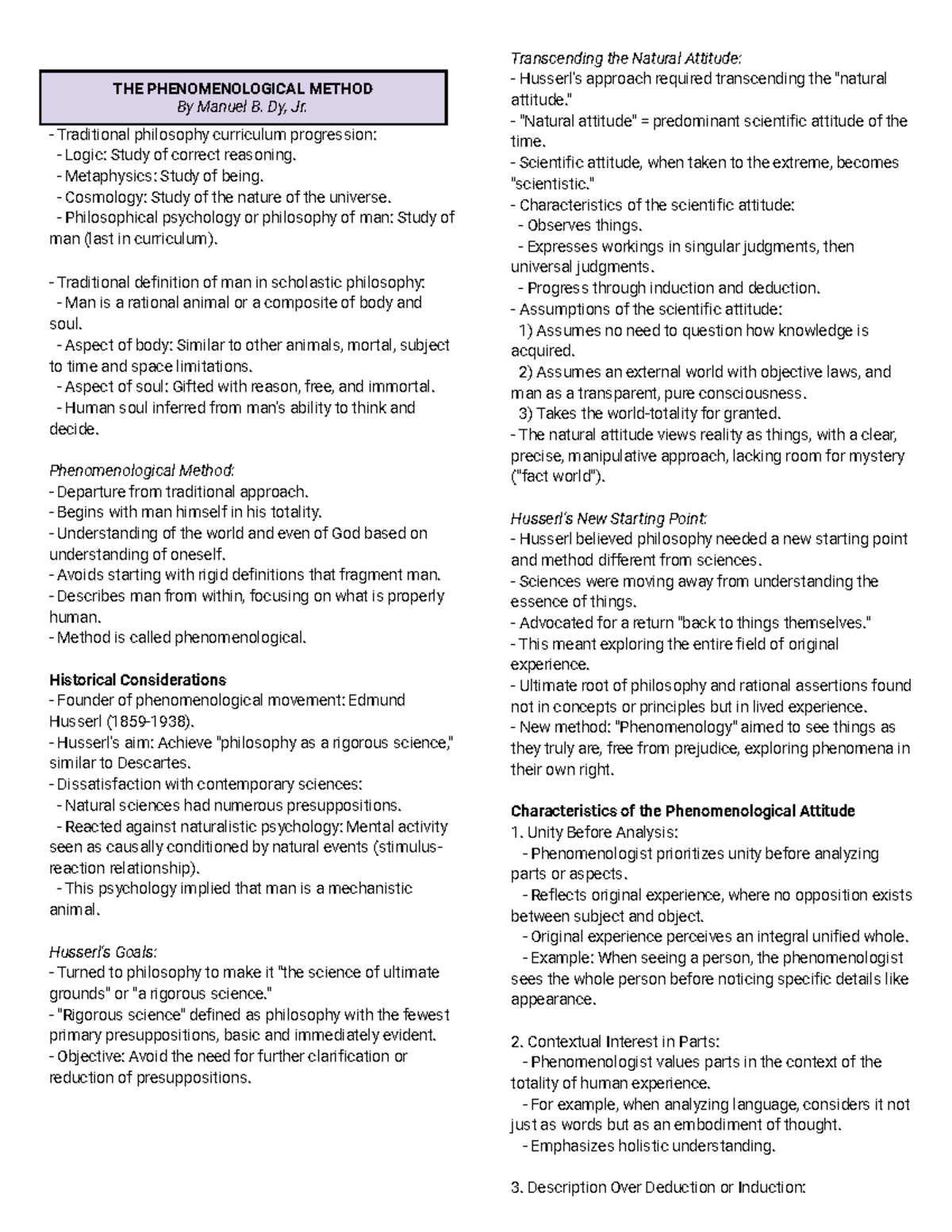 The Phenomenological Method - THE PHENOMENOLOGICAL METHOD By Manuel B ...