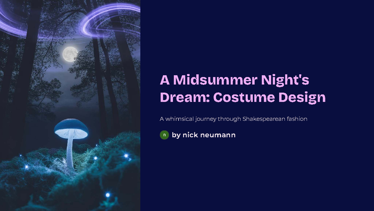 A Midsummer Night's Dream: Costume Design Overview - Studocu