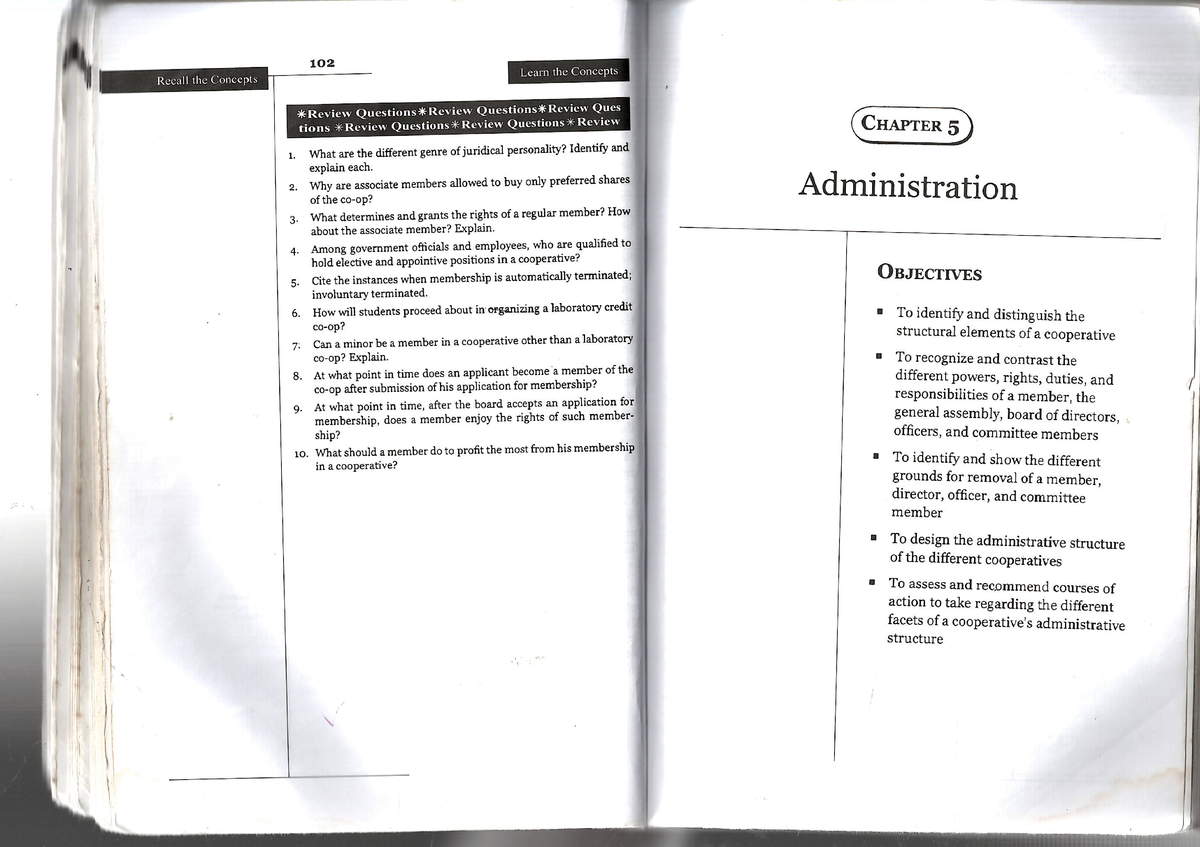 Cooperative Management - Chapter 5: Administration Concepts & Review ...