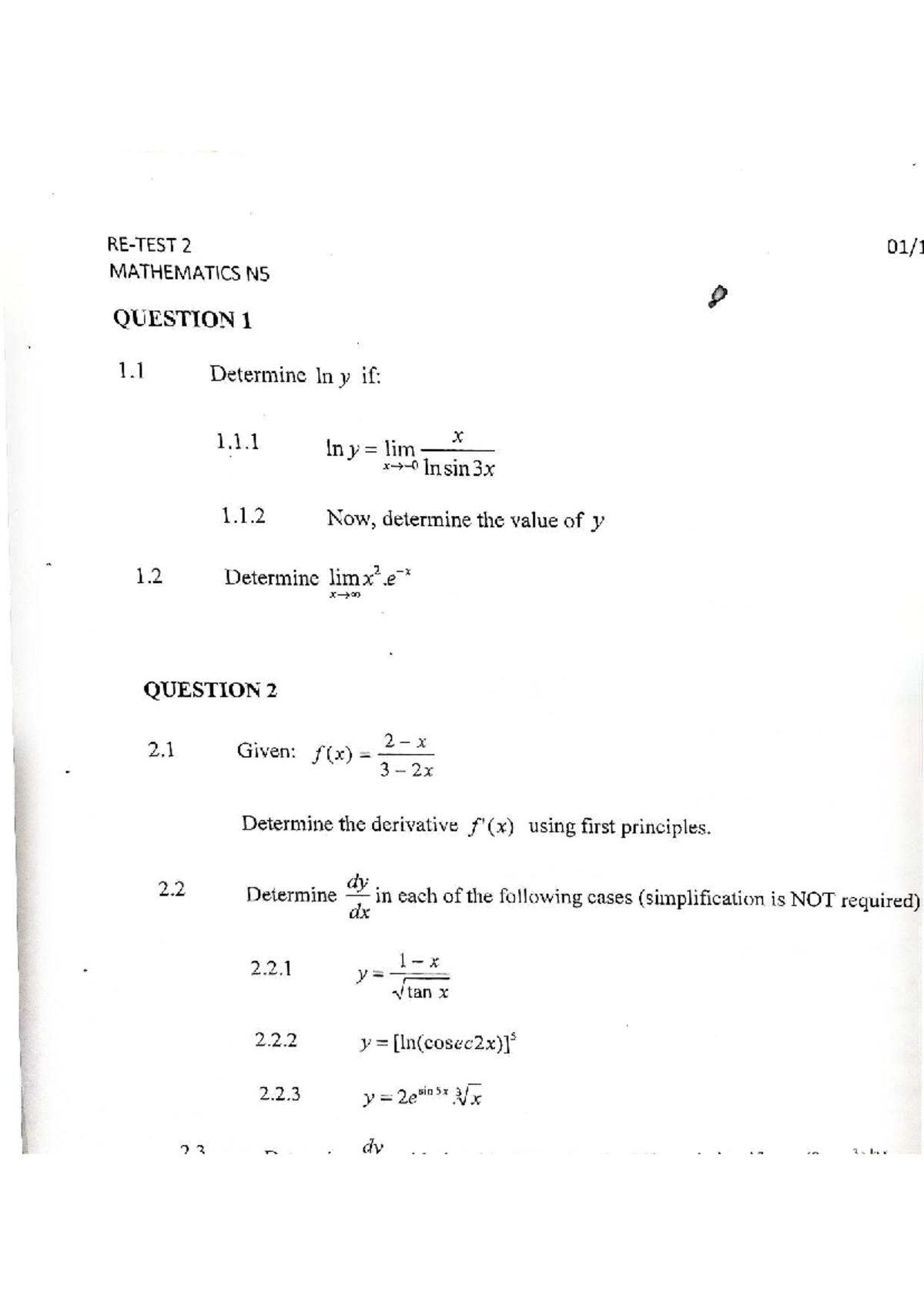 Mathematics N5 Final Exam Questions and Solutions - Studocu