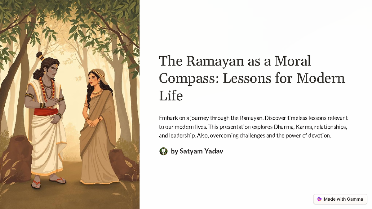 "The Ramayan as a Moral Compass: Key Life Lessons for Today" - Studocu