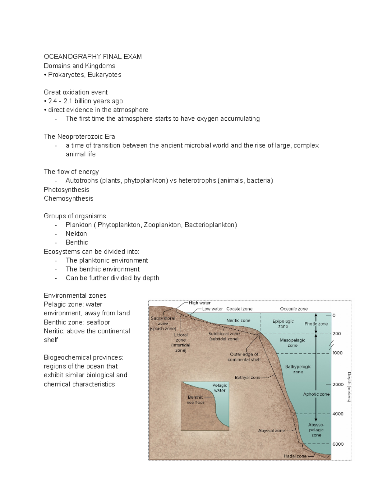 Oceanography (OCEAN101) Final Exam Study Guide and Key Concepts - Studocu