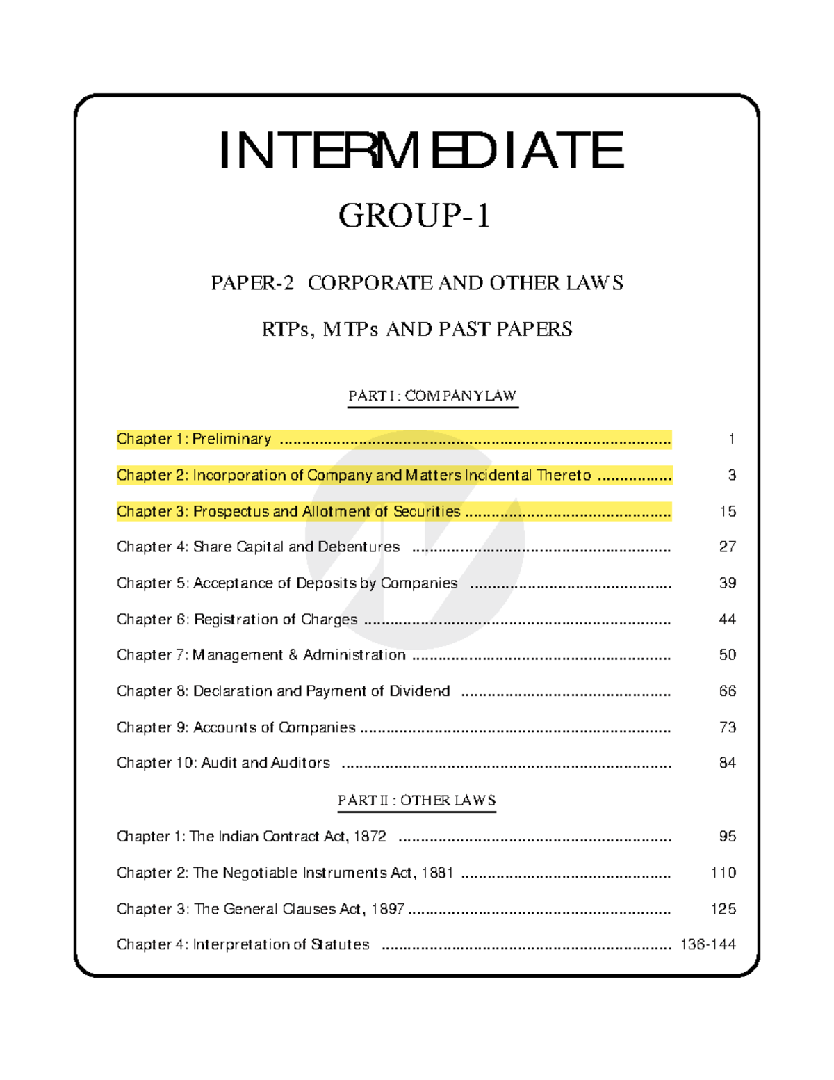 Intermediate Corporate Law: RTPs, MTPs & Past Papers - Company Law ...