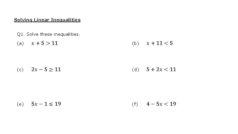Solving Linear Inequalities Practice Q1-Q3 - Studocu
