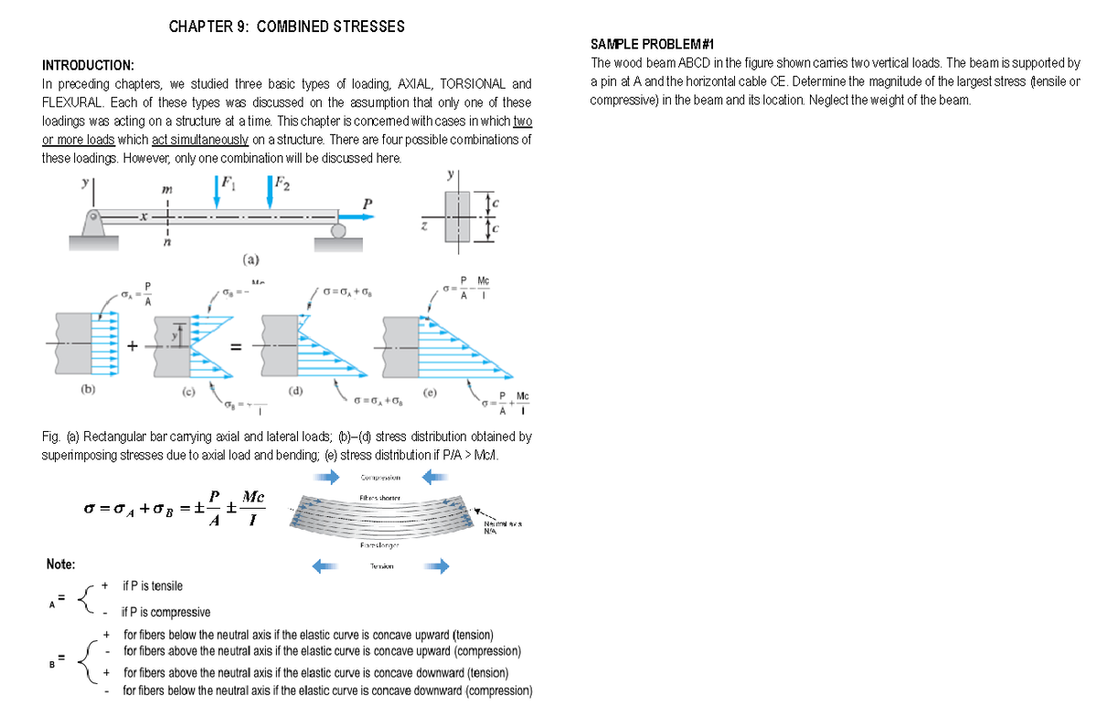 Combined Stresses Analysis - CH9 - Engineering Mechanics - Studocu