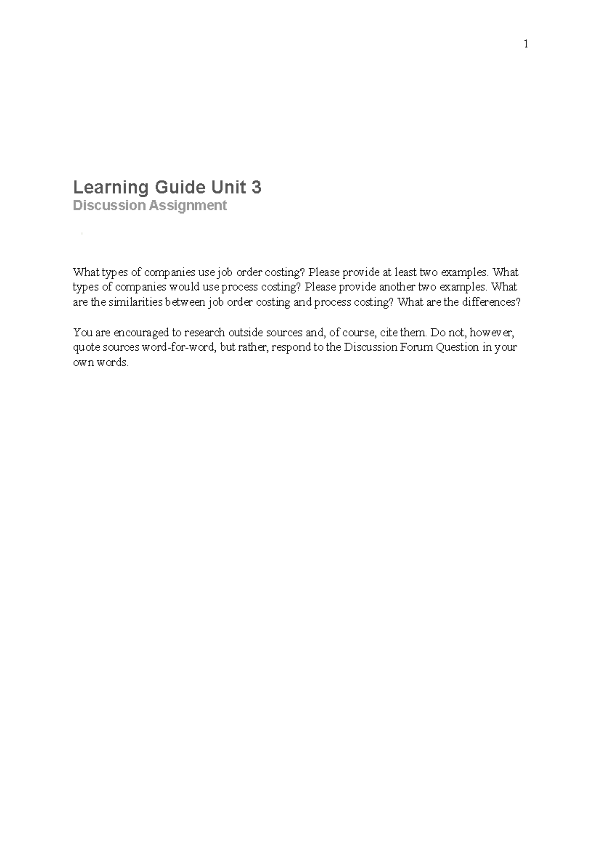 Unit 3 Discussion Assignment - Main (BUS 3304) - Learning Guide Unit 3 Discussion Assignment ...