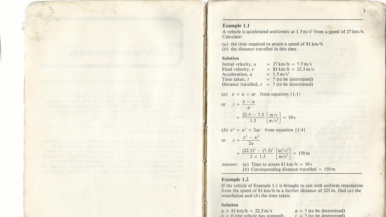 Zammit engineering science-1 - 3 Example 1 A vehicle is accelerated ...