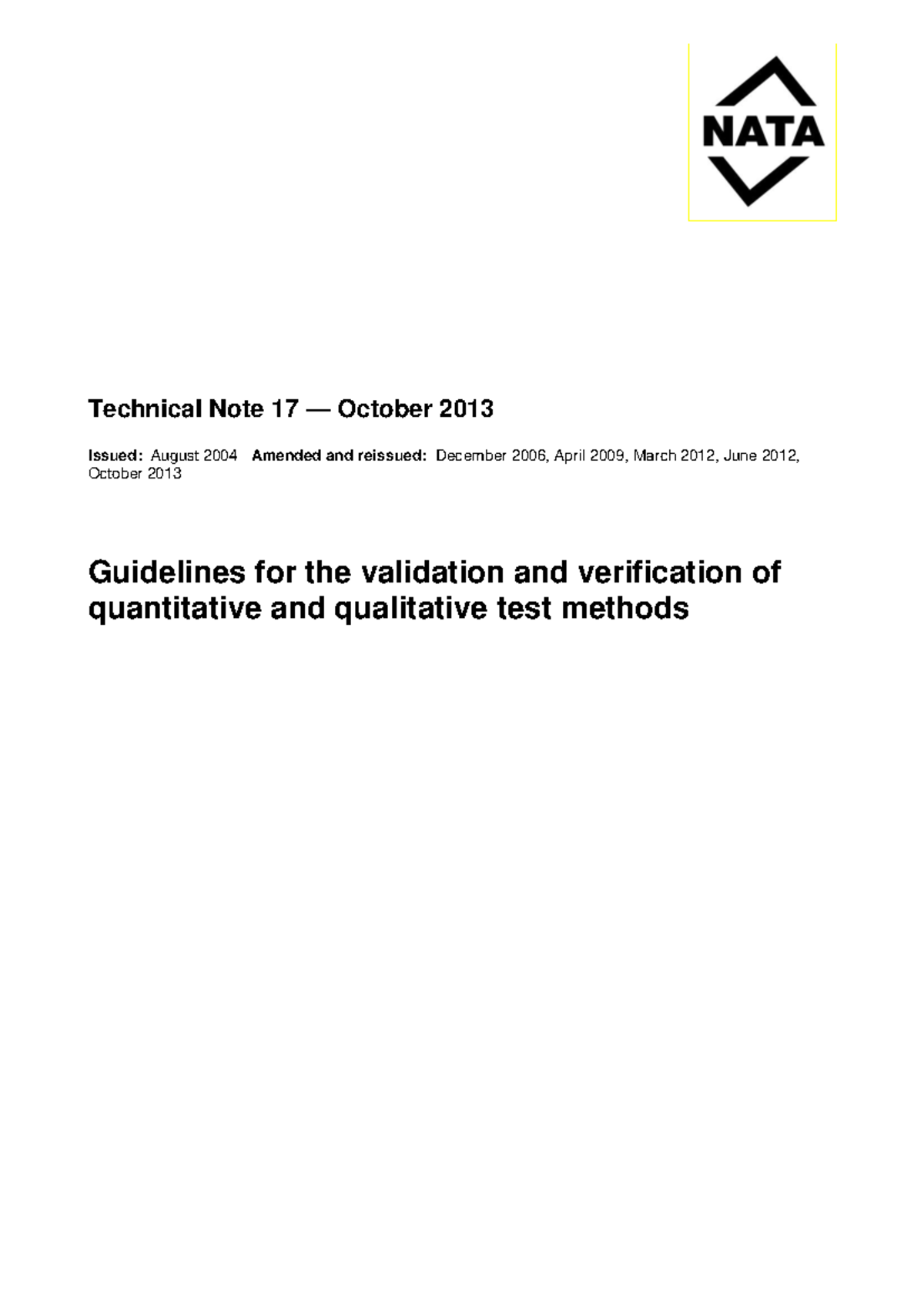 NATA Technical Note 17: Guidelines for Method Validation and ...
