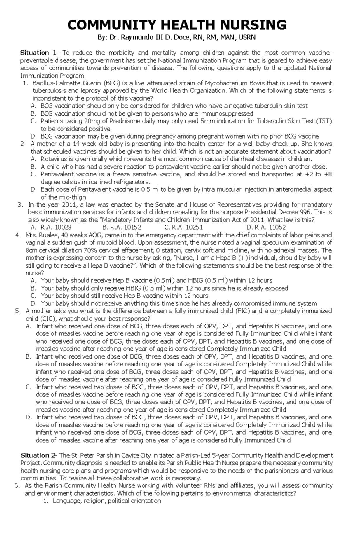Community Health Nursing Insights: Strategies and Practices for CHN 101 ...