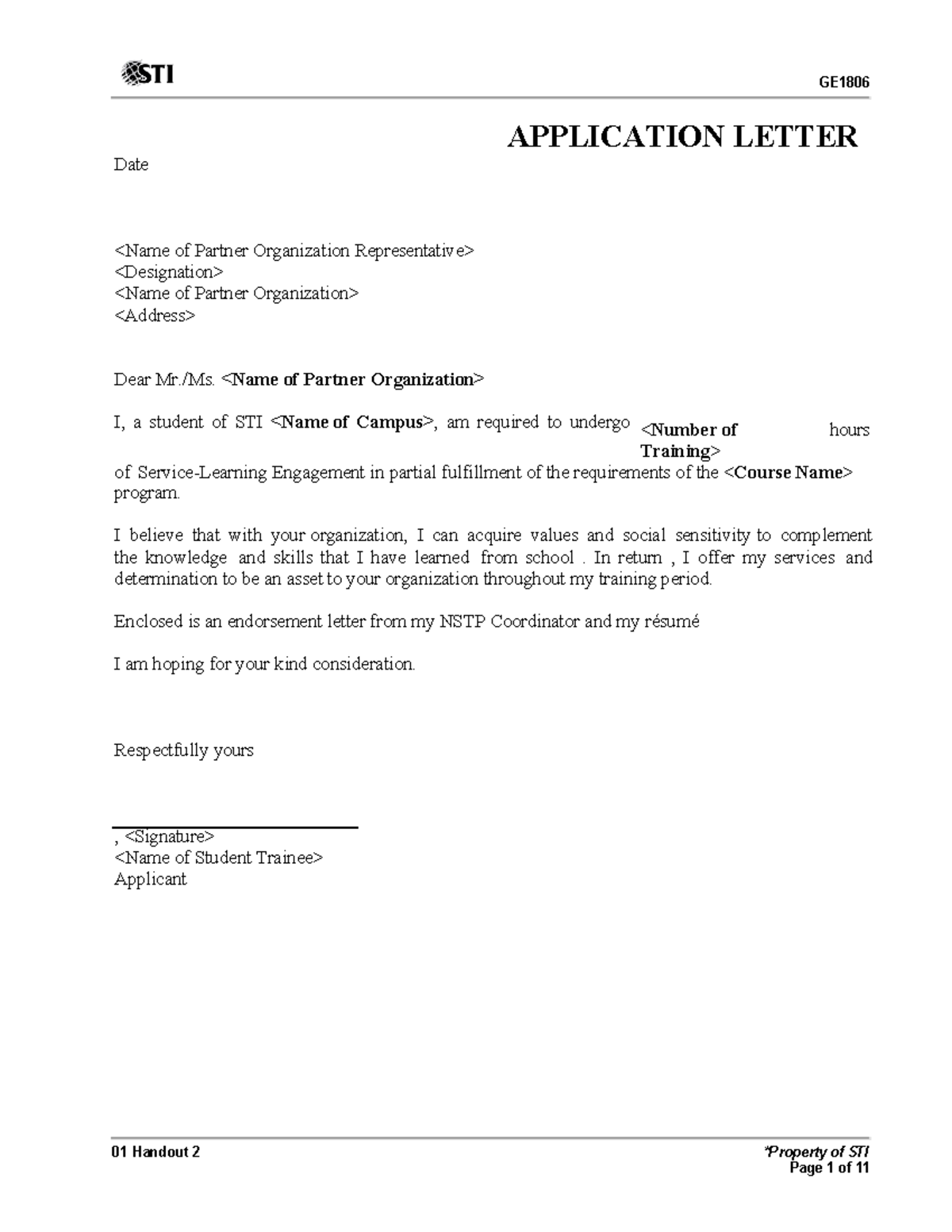 01 Handout 23 - 01 Handout 2 *Property of STI Date