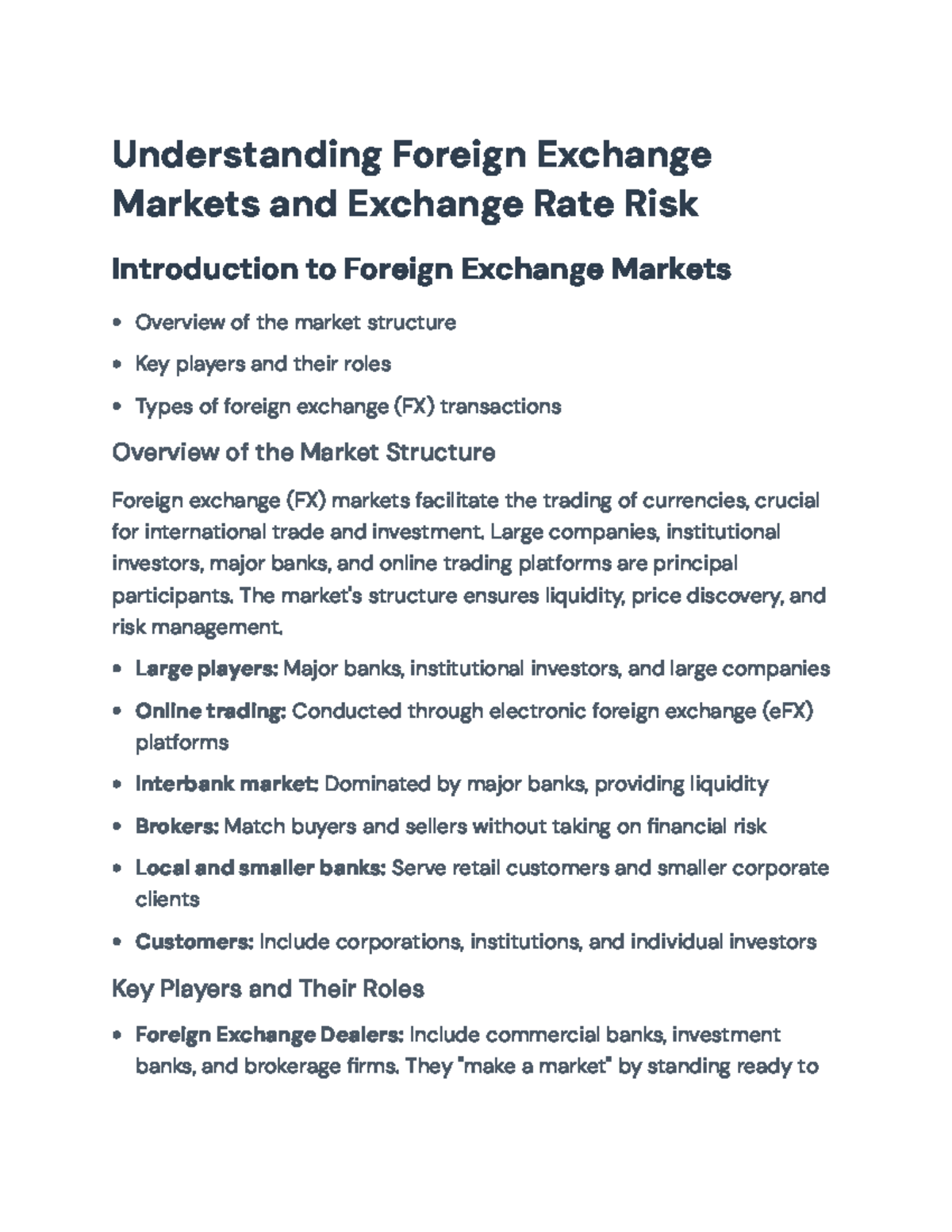 Understanding Foreign Exchange Markets and Risk Management Strategies ...
