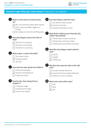 Quiz 4 box - Hoja de respuestas fiction expresss - 1 What is the object ...
